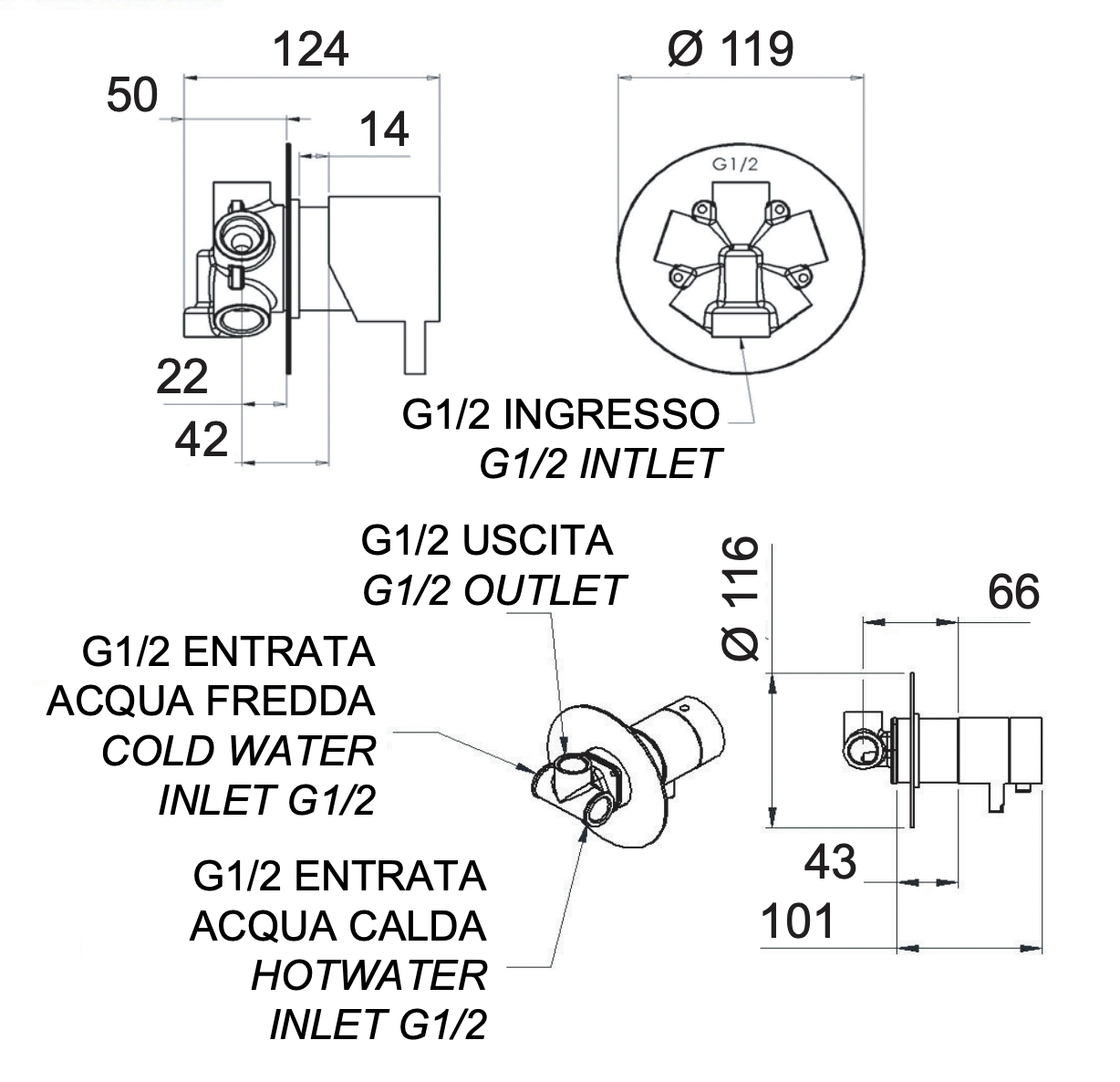 Смеситель термостатический для душа Remer Elegance NT95C - Masterbathroom
